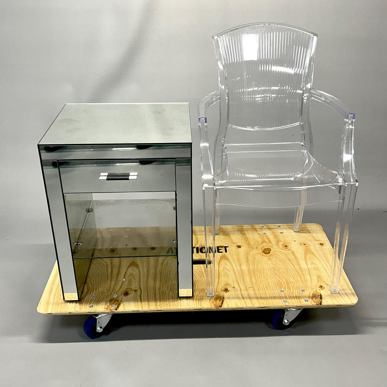 CLEAR PERSPEX CHAIR & MIRRORED TABLE. Furniture - Armchairs & Chairs ...