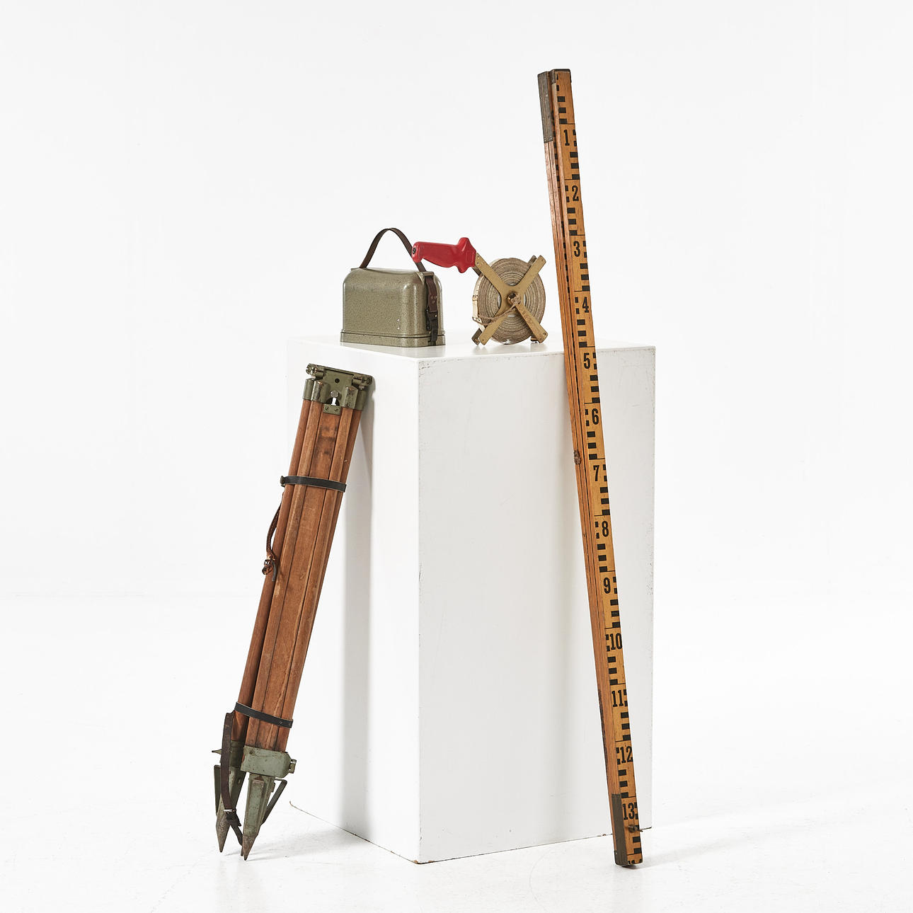 SURVEYING EQUIPMENT, 4 pieces, circa 1950's, theodolite with stand ...