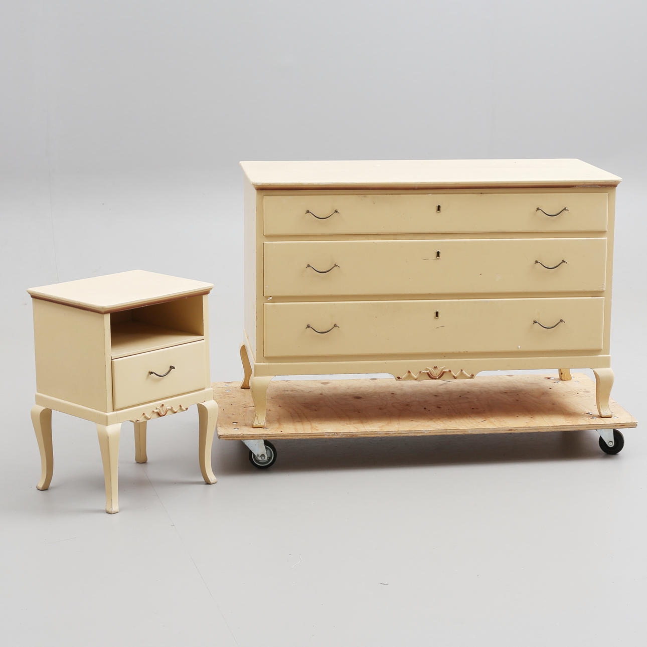 Chest of drawers and BEDSIDE TABLE, circa mid 20th century. Furniture ...