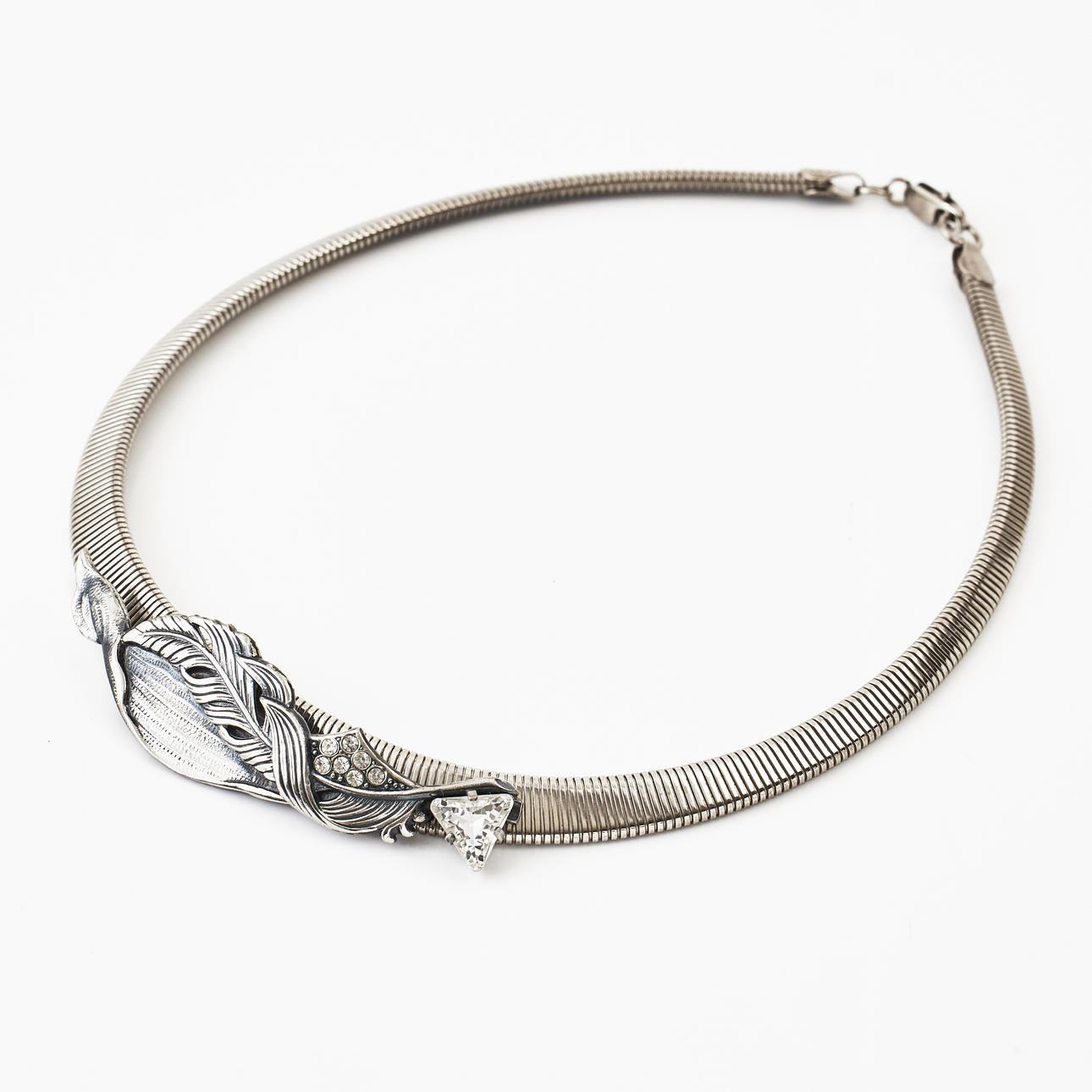 ERMANI BULATTI, necklace, white metal, slightly stretchable link ...