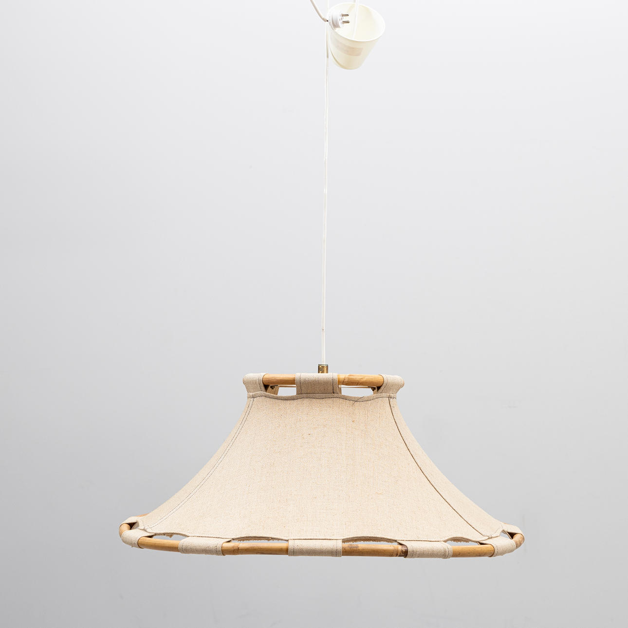 ANNA EHRNER. A ceiling lamp, textile, wood and plastic, unmarked, 20th ...