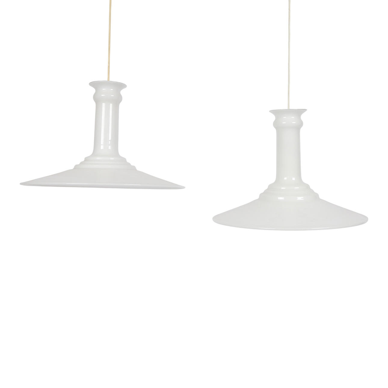 MICHAEL BANG. Holmegaard, A pair of “Etude” pendants of white opal ...