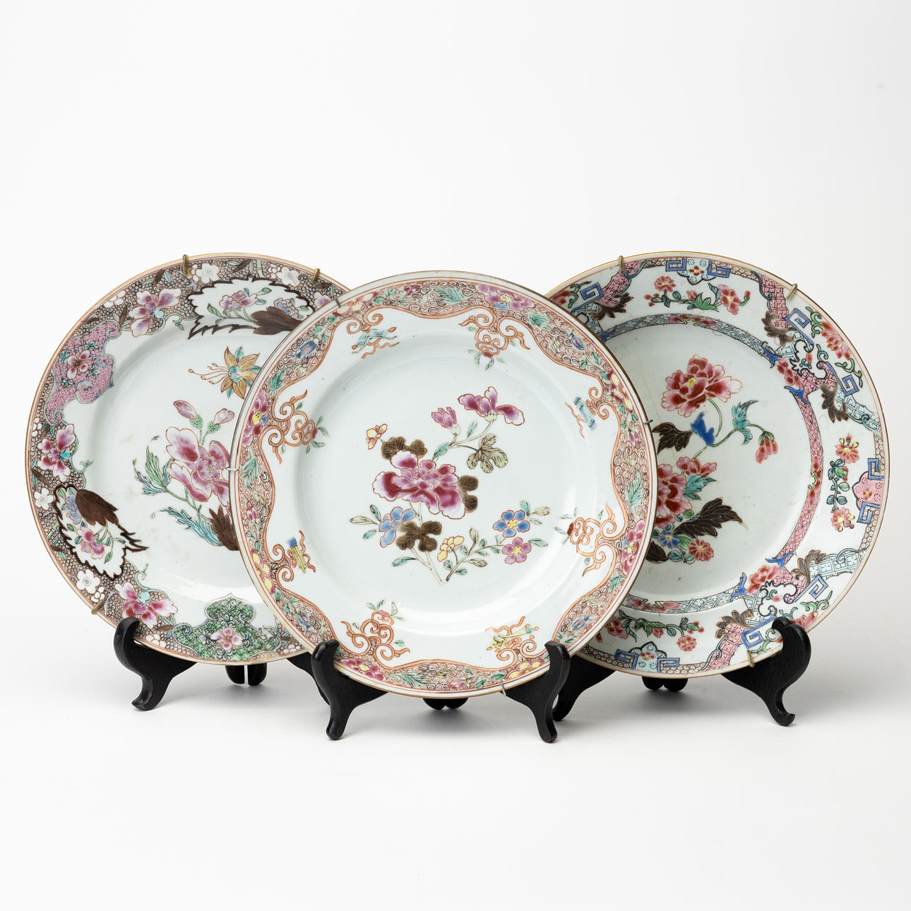 PLATES 3 pcs, porcelain, famille rose, China, Yongzheng (1723-1735 ...