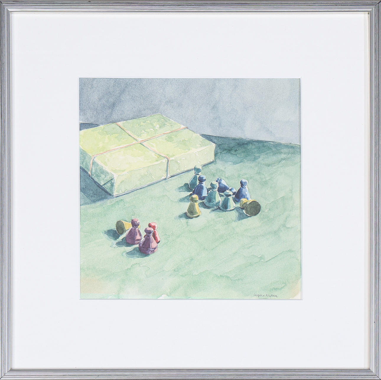 INGELA NYBERG. Aquarell, signiert, Schachfiguren. Kunst & Gemälde ...