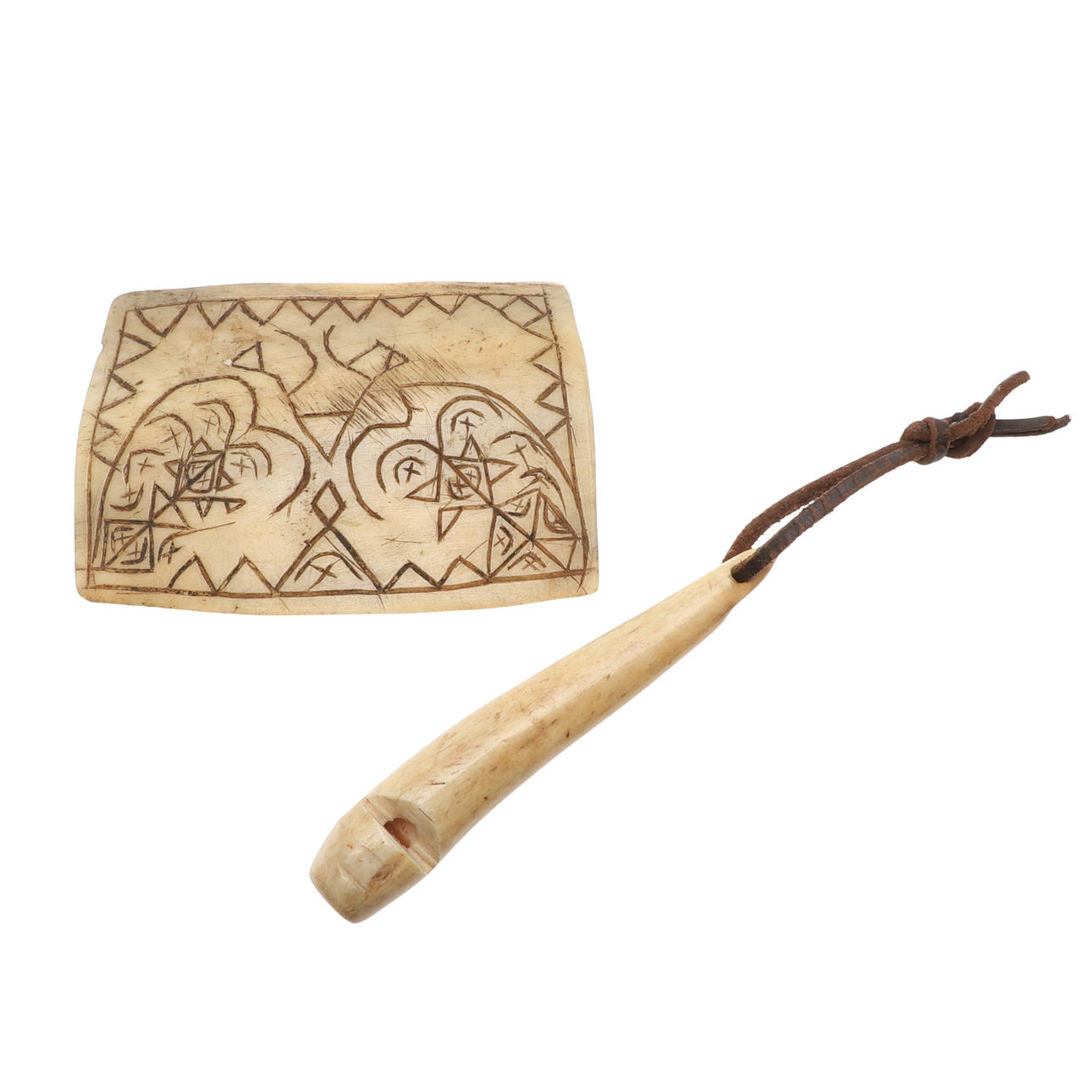 LATE 19TH / EARLY 20TH CENTURY SAMI BONE AMULET WITH AN ANTLER WHISTLE ...