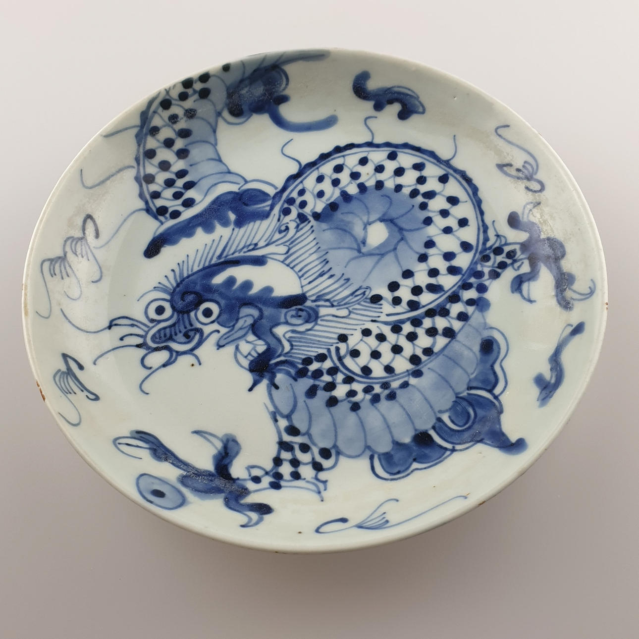 Drakplatta - Japan, Taishō -perioden, förmodligen Fukagawa, rund form ...