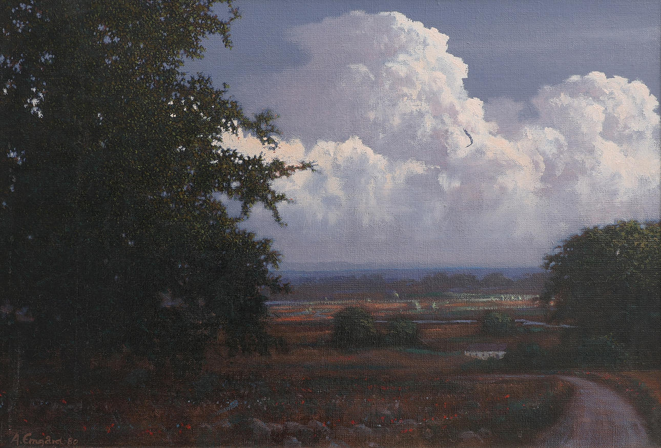 ANDERS EMGÅRD. "BRITTSOMMARKVÄLL". Konst - Måleri - Auctionet