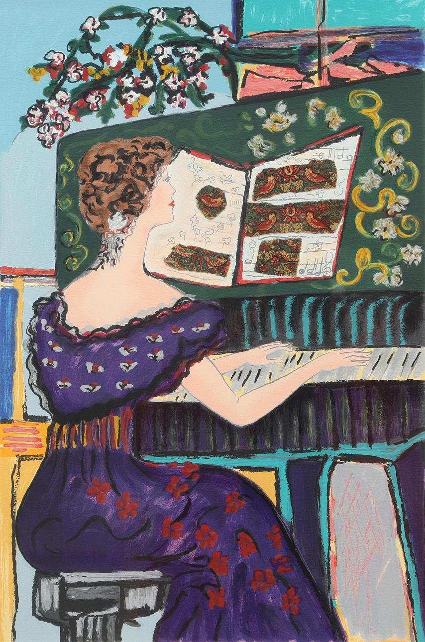BRACHA GUY. silkscreen, woman at piano, signed and numbered 220/295 ...