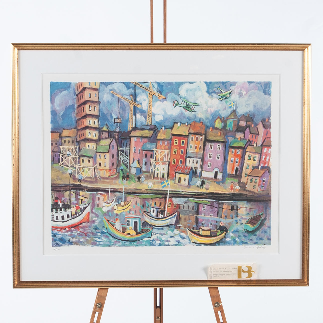 JÖRAN NYBERG. Farblithografie „Hurra für die Goldküste“ handkoloriert ...