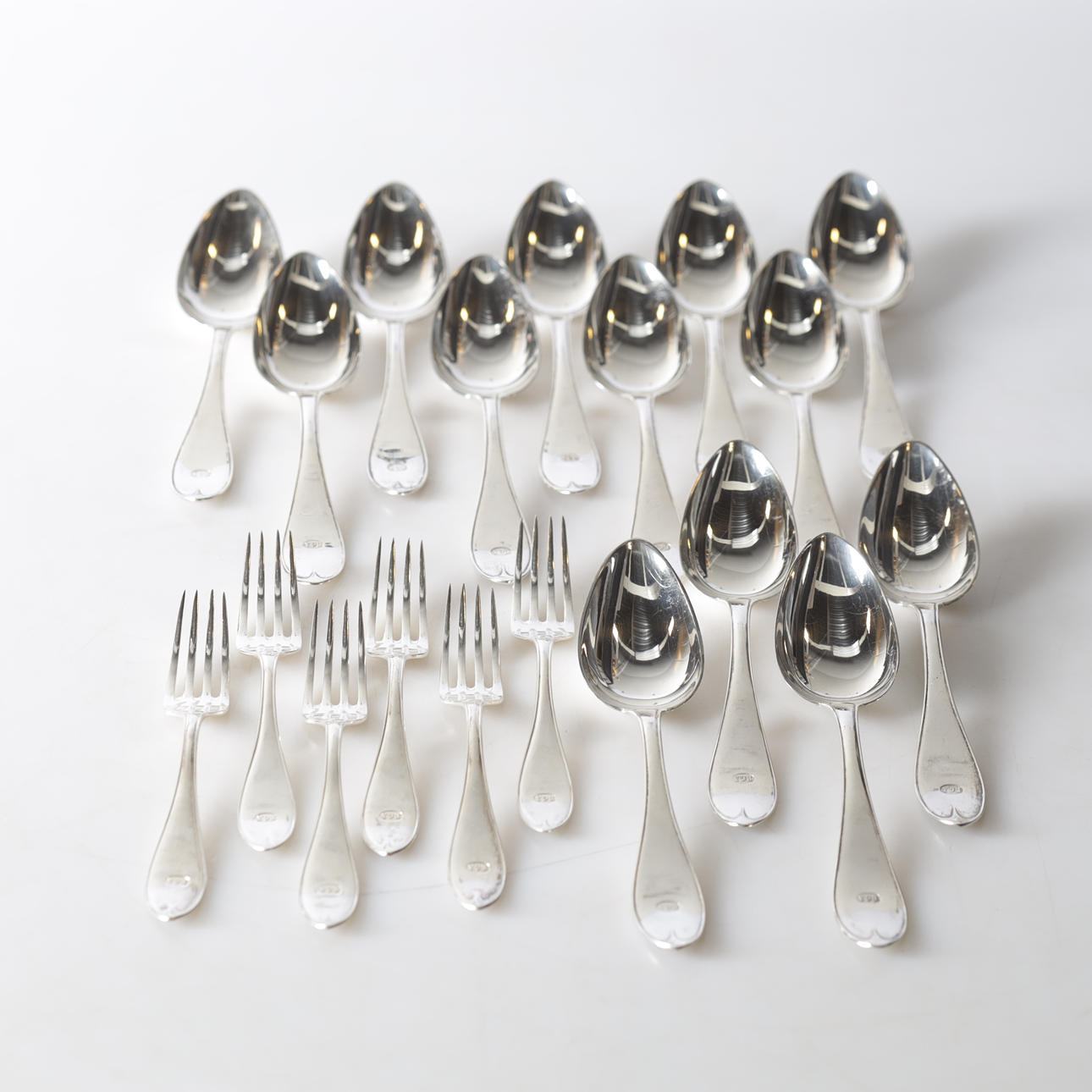 FORKS, and spoons, 19 pieces, silver. Sam Pettersson, partly Norrköping ...
