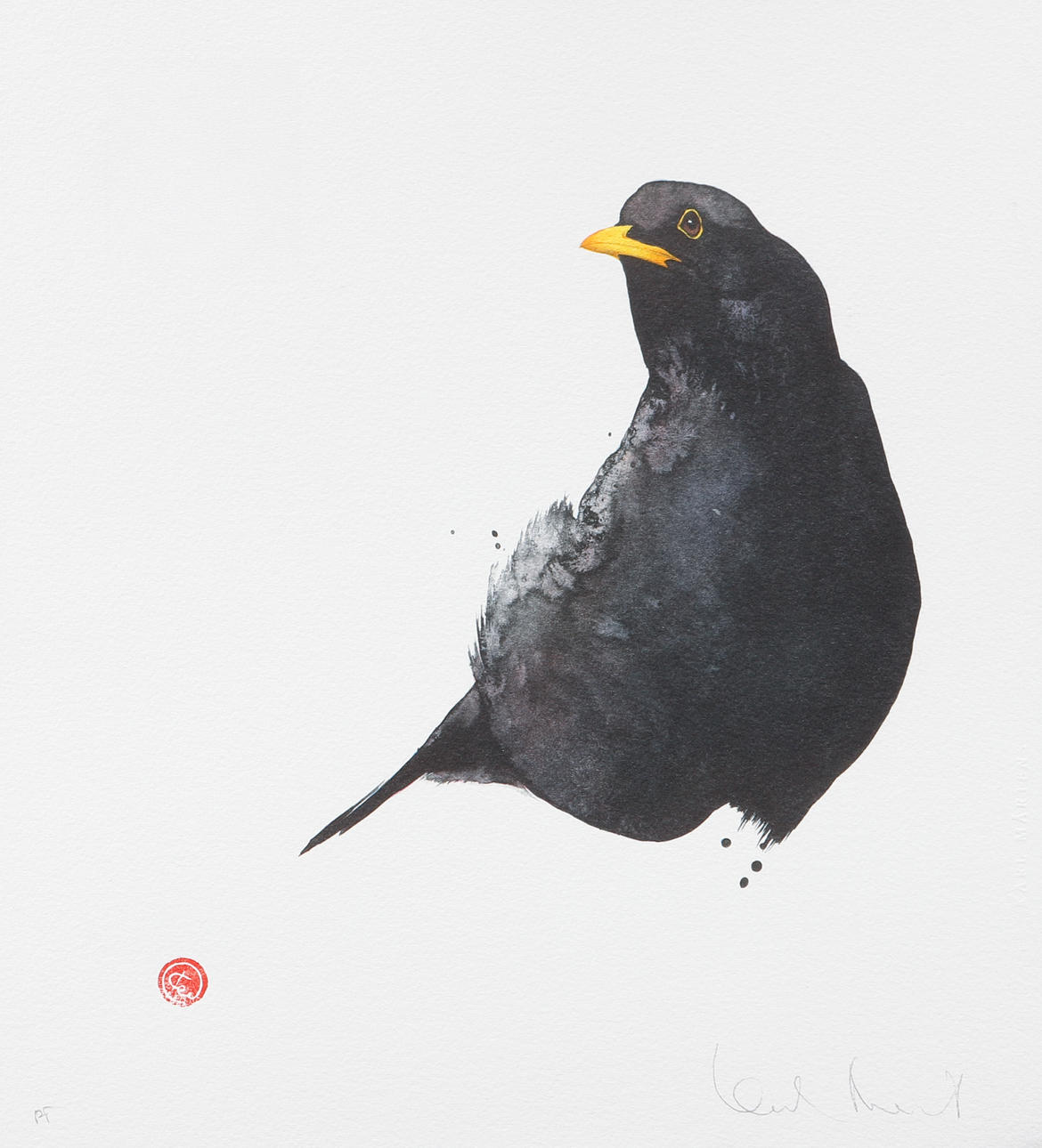 KARL MÅRTENS. “Blackbird”, lithograph in colours, signed, sample print ...