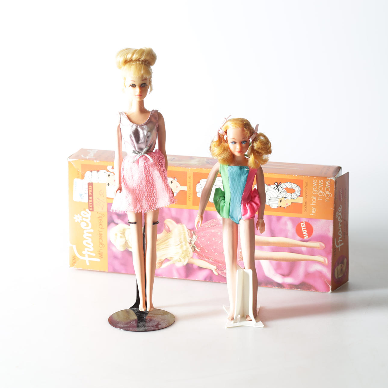 BARBIES, 2 pcs. Francie and Skipper, and two racks, Mattel, 1970s. Toys ...