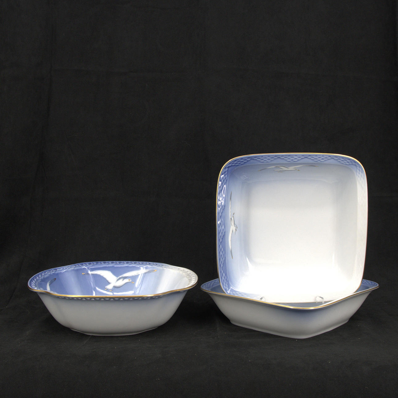A set of three “Blue Seagull” tableware, Bing & Gröndal, Denmark ...