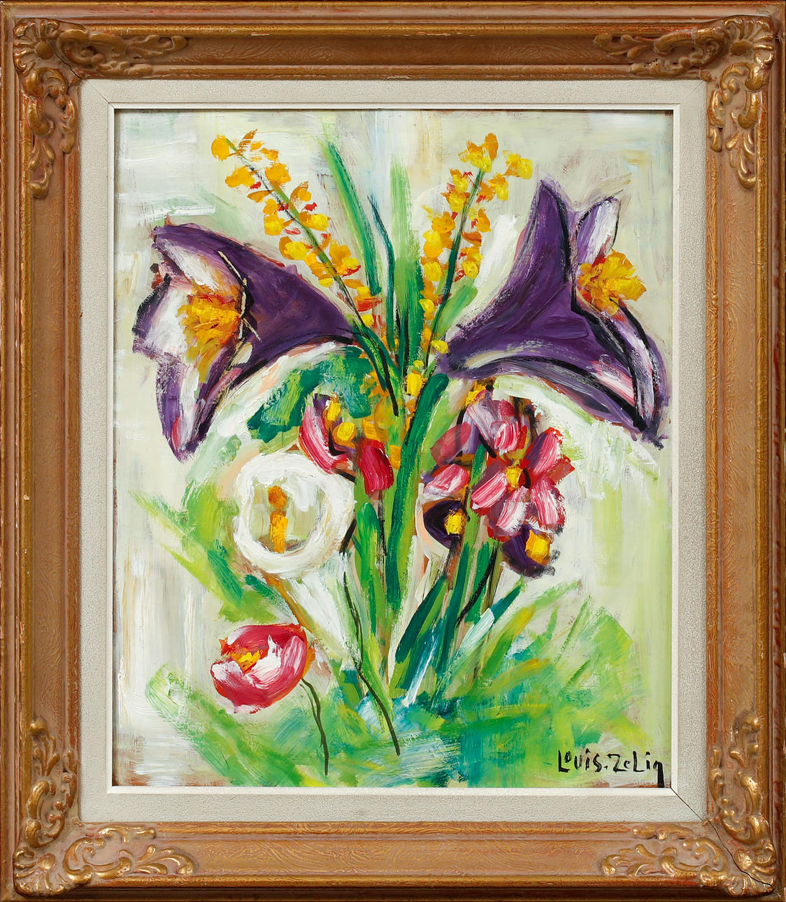 LOUIS ZELIG. Flowers, oil on panel, signed. Art - Paintings - Auctionet