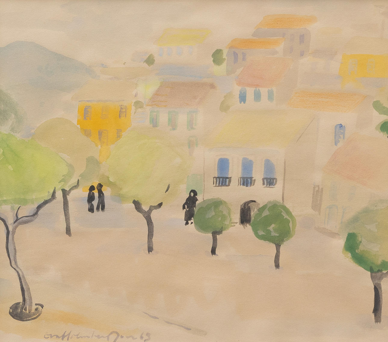 EVA HOLMSTRÖM-JACOBSSON (1910-2003). City picture, watercolour, signed ...