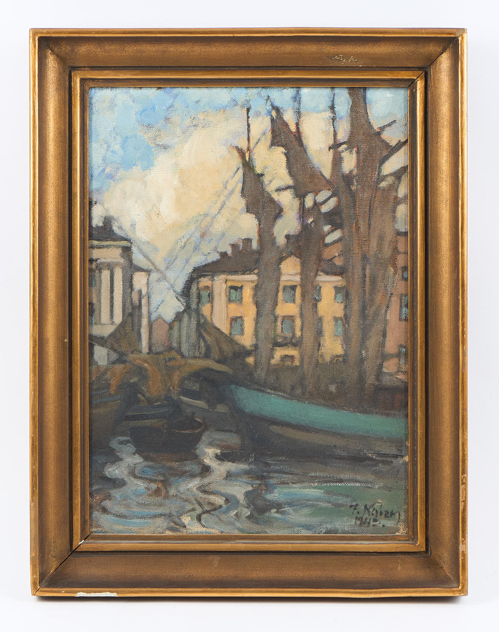 FRANS NYBERG. Helsingfors motiv, signerad samt daterad 1942, olja på ...