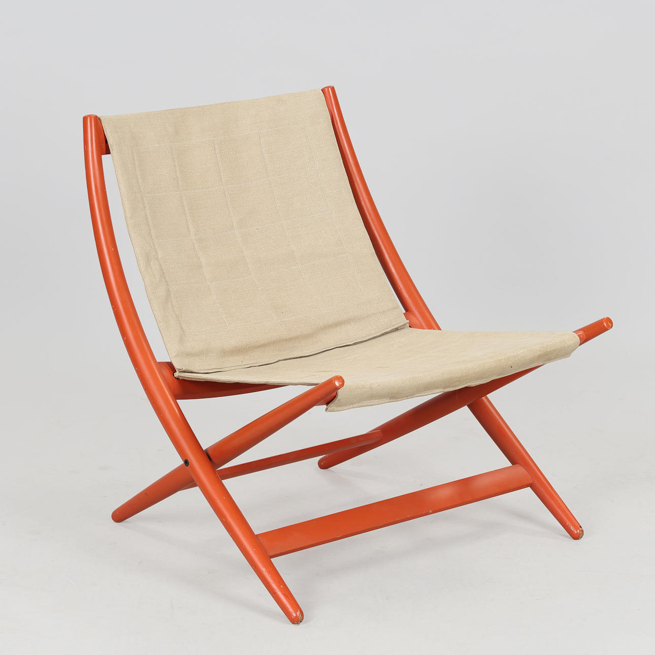 JOHAN HAGEN. Folding chair with lacquered wood frame, seat and back of ...