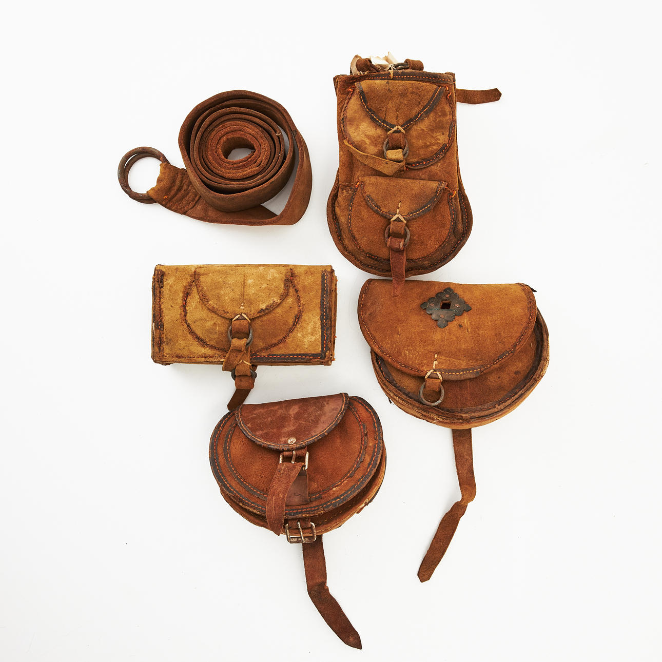 Four cartouche bags and a belt, Indo-Persian, 19th century. Weapons ...