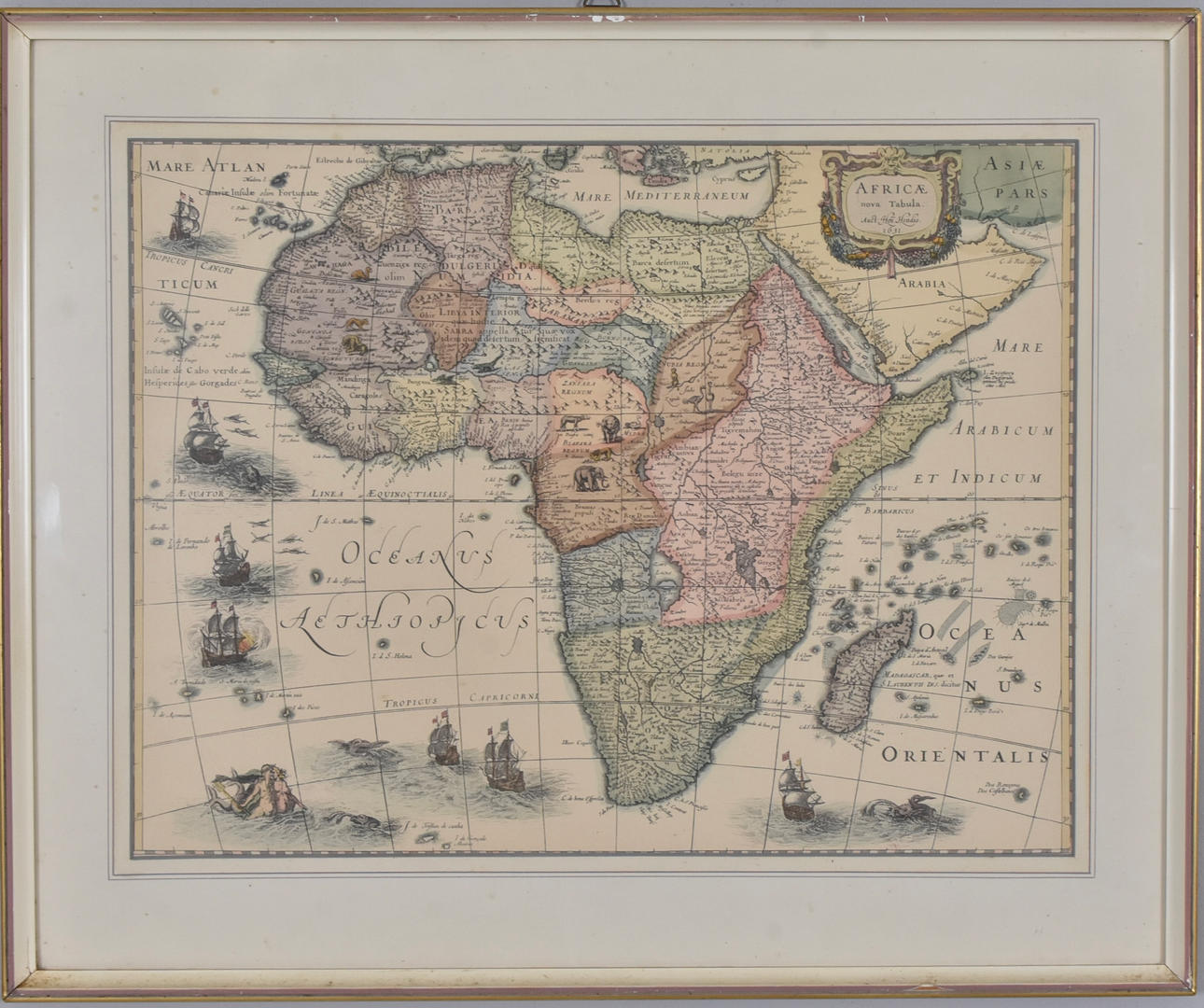 AFTER HENRICUS HONDIUS. Map, colour lithographic print, 20th century ...