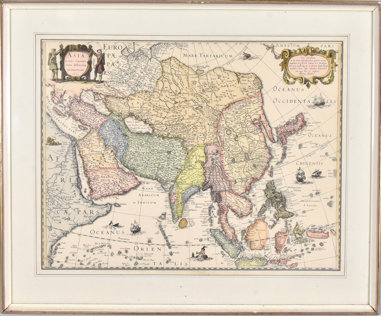 AFTER HENRICUS HONDIUS. Map, colour lithographic print, 20th century ...