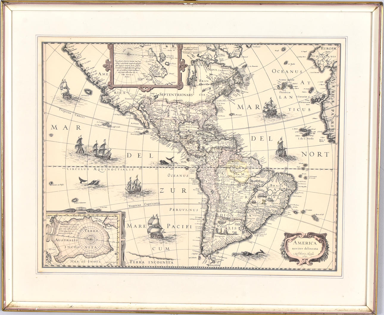 AFTER HENRICUS HONDIUS. Map, colour lithographic print, 20th century ...