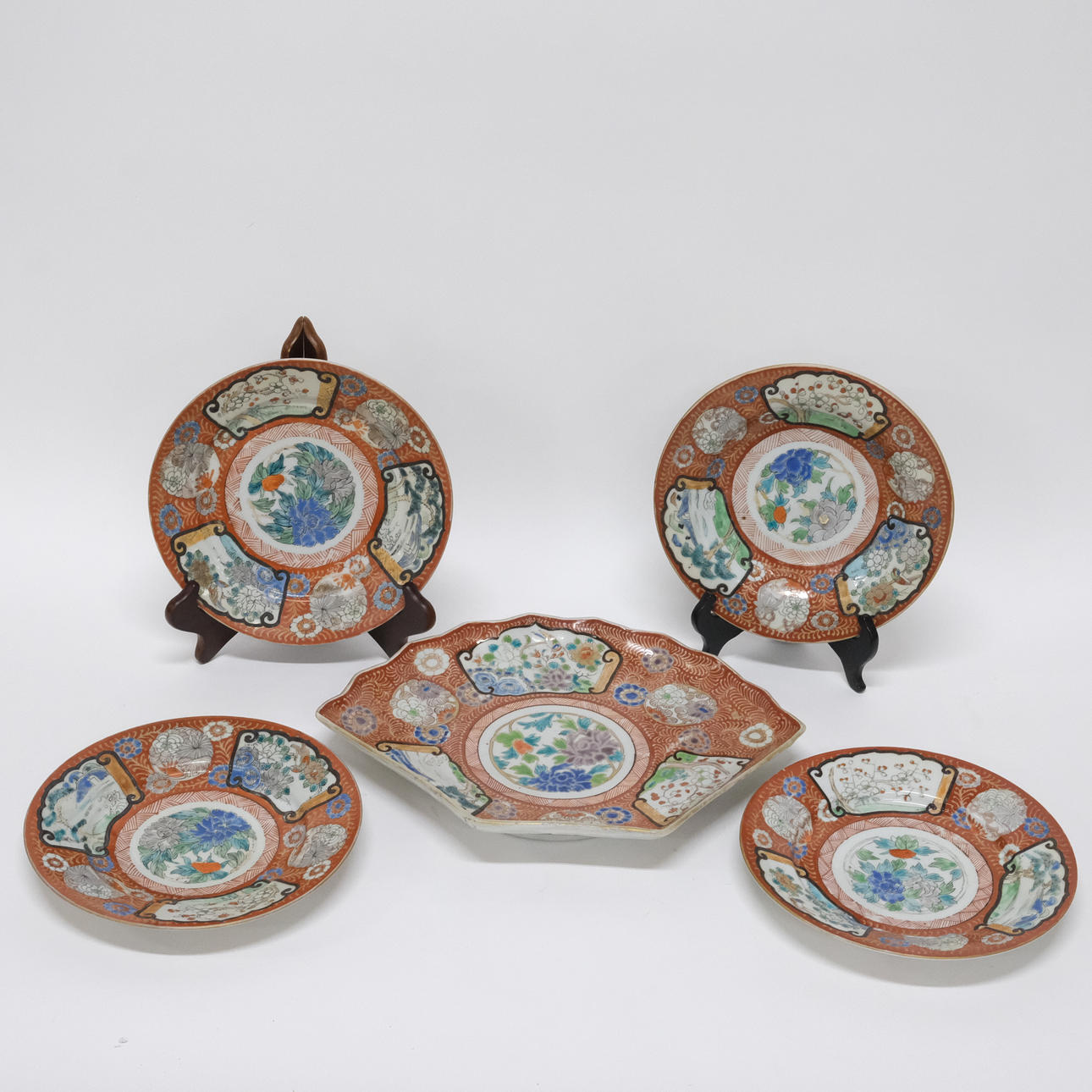 SAUCER AND FOUR PLATES, ARITA, JAPAN. Asiatica - Ceramics & Porcelain ...