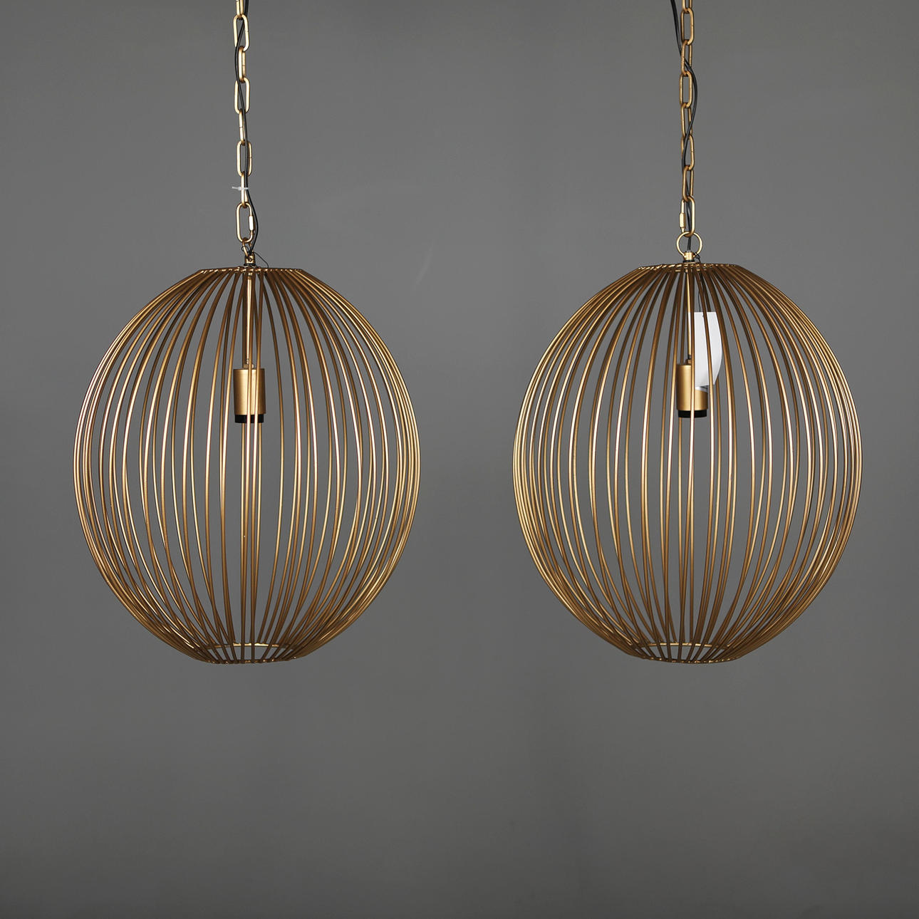 PAIR OF GILT METAL PENDANT LIGHTS. Lighting & Lamps - Ceiling lights ...