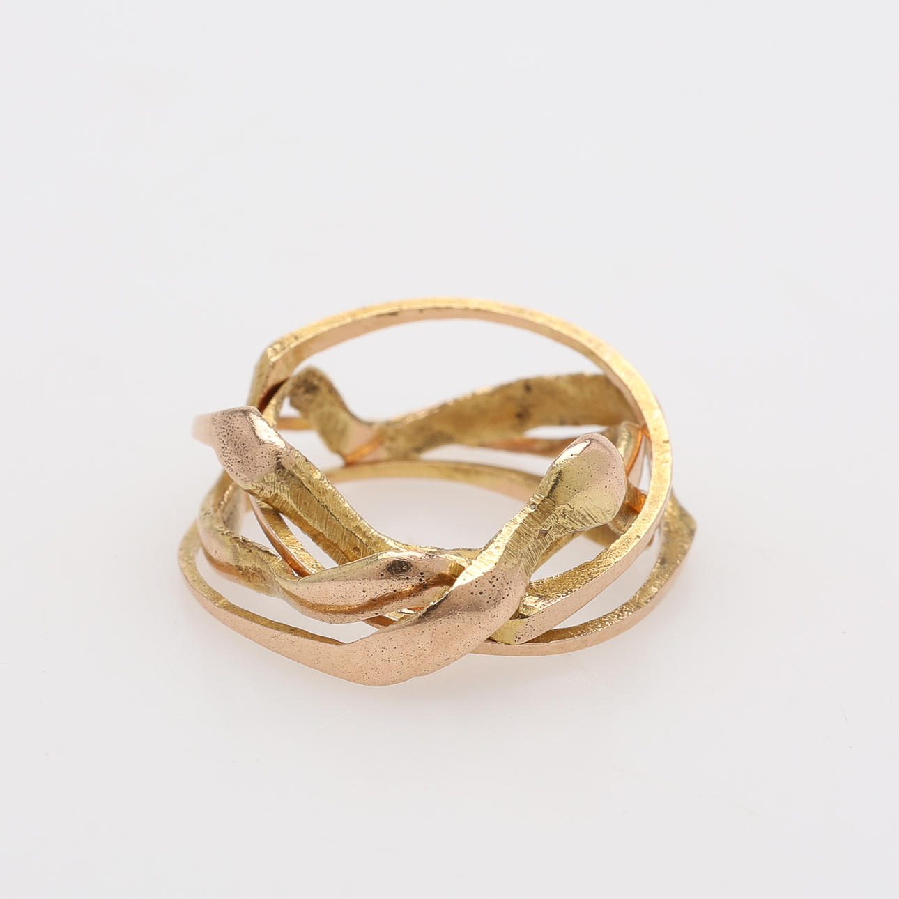 RING, 14K GOLD, CONSISTING OF FOUR INTERLOCKING RINGS, TOTAL WEIGHT ...