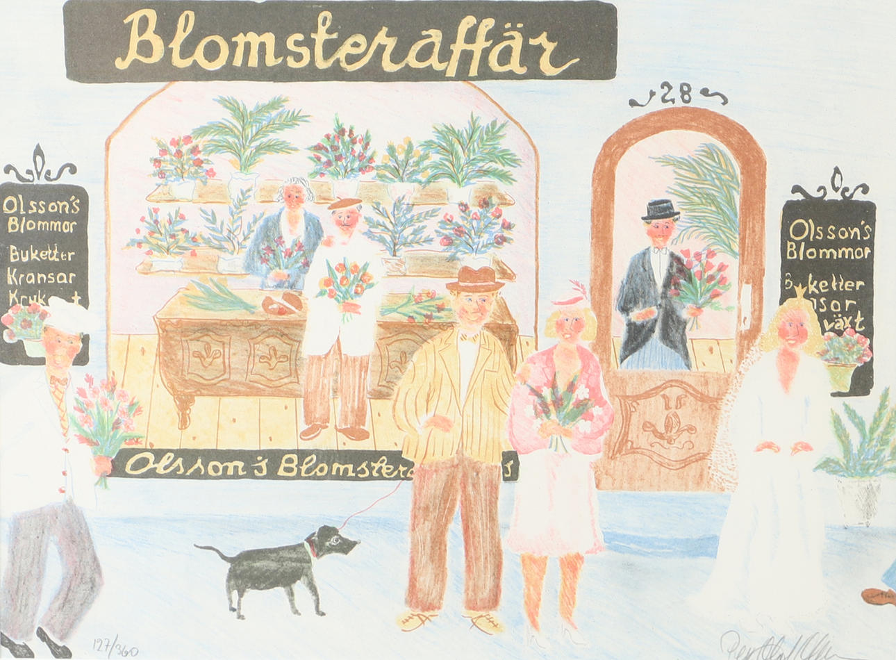 PER OLOF OLSSON. Flower shop, lithograph in colours, signed. Art ...