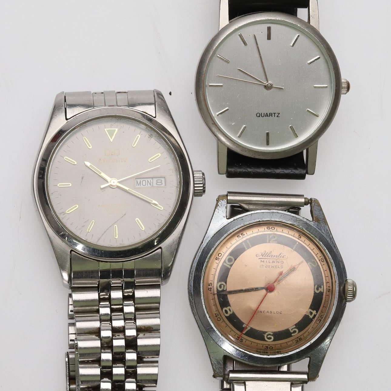 WRISTWATCHES. 3 pcs. Atlantic Milano, Quartz and Q&A Exclusive WR100 ...