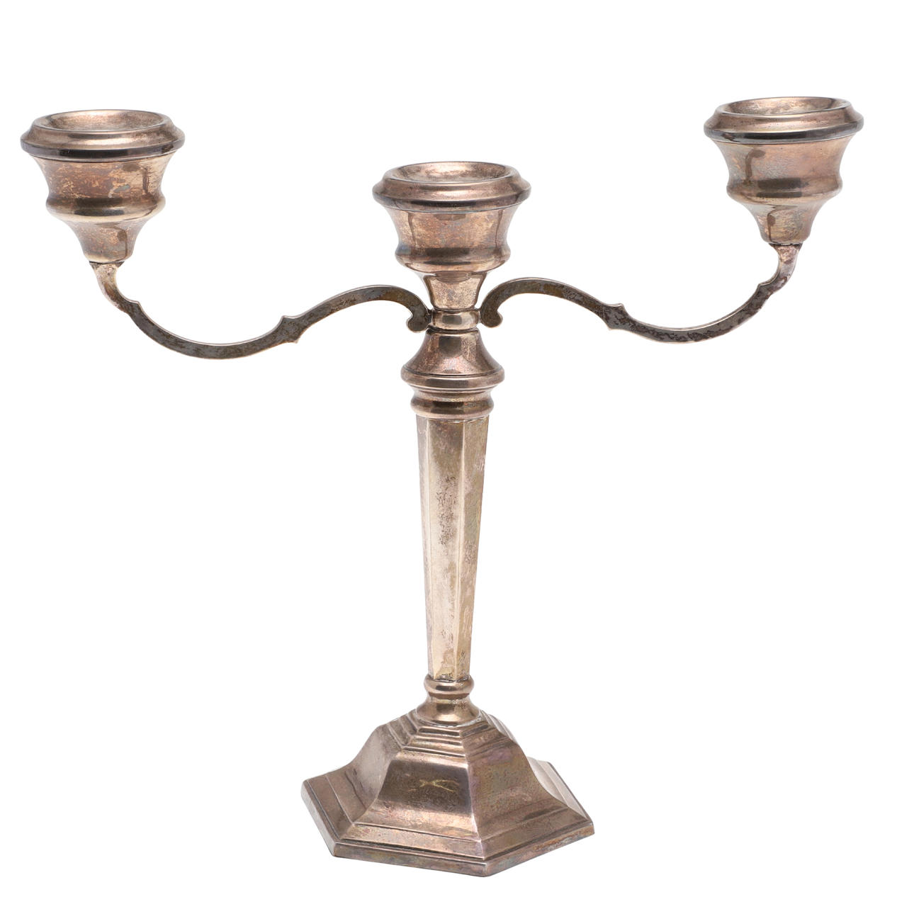 A FILLED SILVER THREE BRANCH CANDELABRA. Silver & Metals - Silver ...
