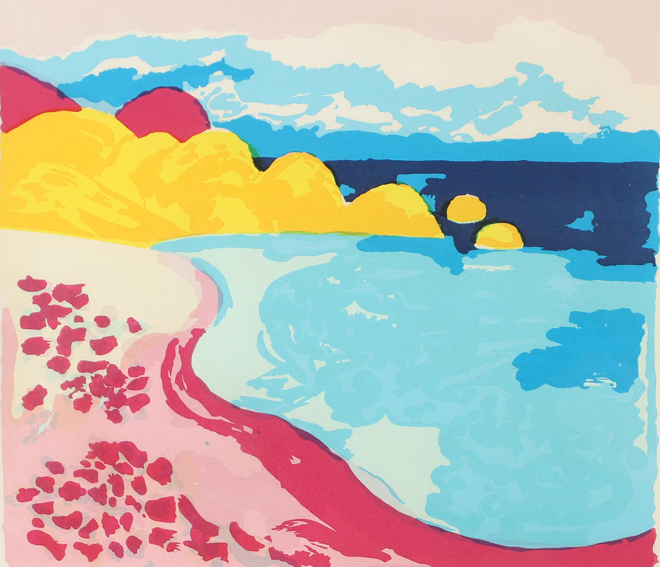 INGE SCHIÖLER. Beach party, lithograph in colours, signed. Art ...