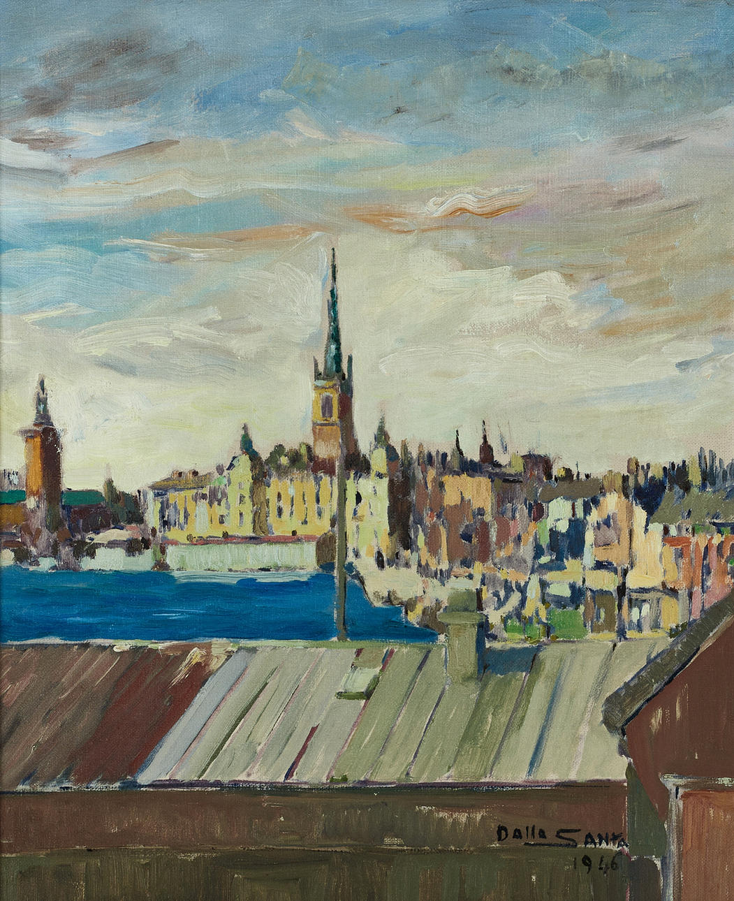 PIETRO DALLA SANTA (1931-2002), Vy mot Riddarholmen från Mariaberget ...