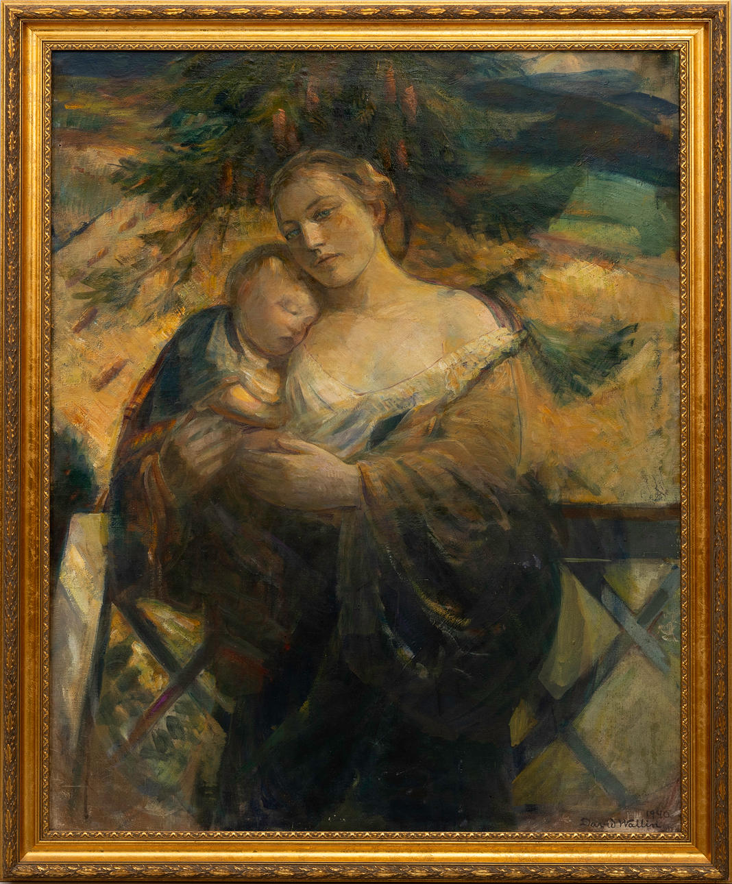 DAVID WALLIN (1876-1957). "Högsommardag på verandan" olja på duk ...