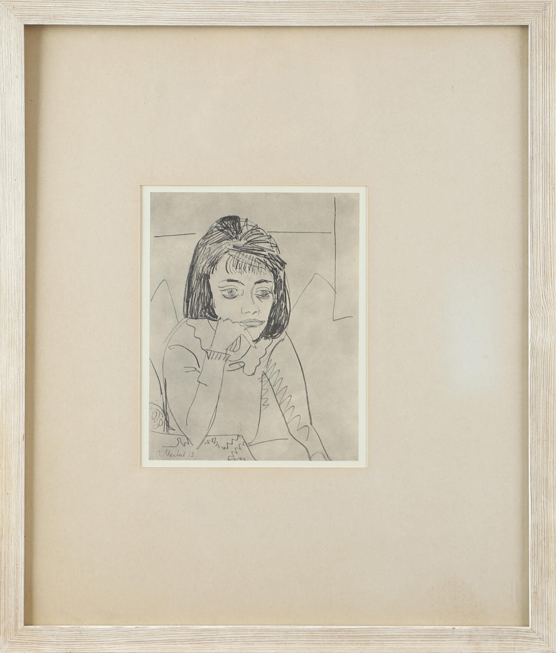 ERICH HECKEL. AFTER. Head of a girl, 1912. Print, signed in the print ...