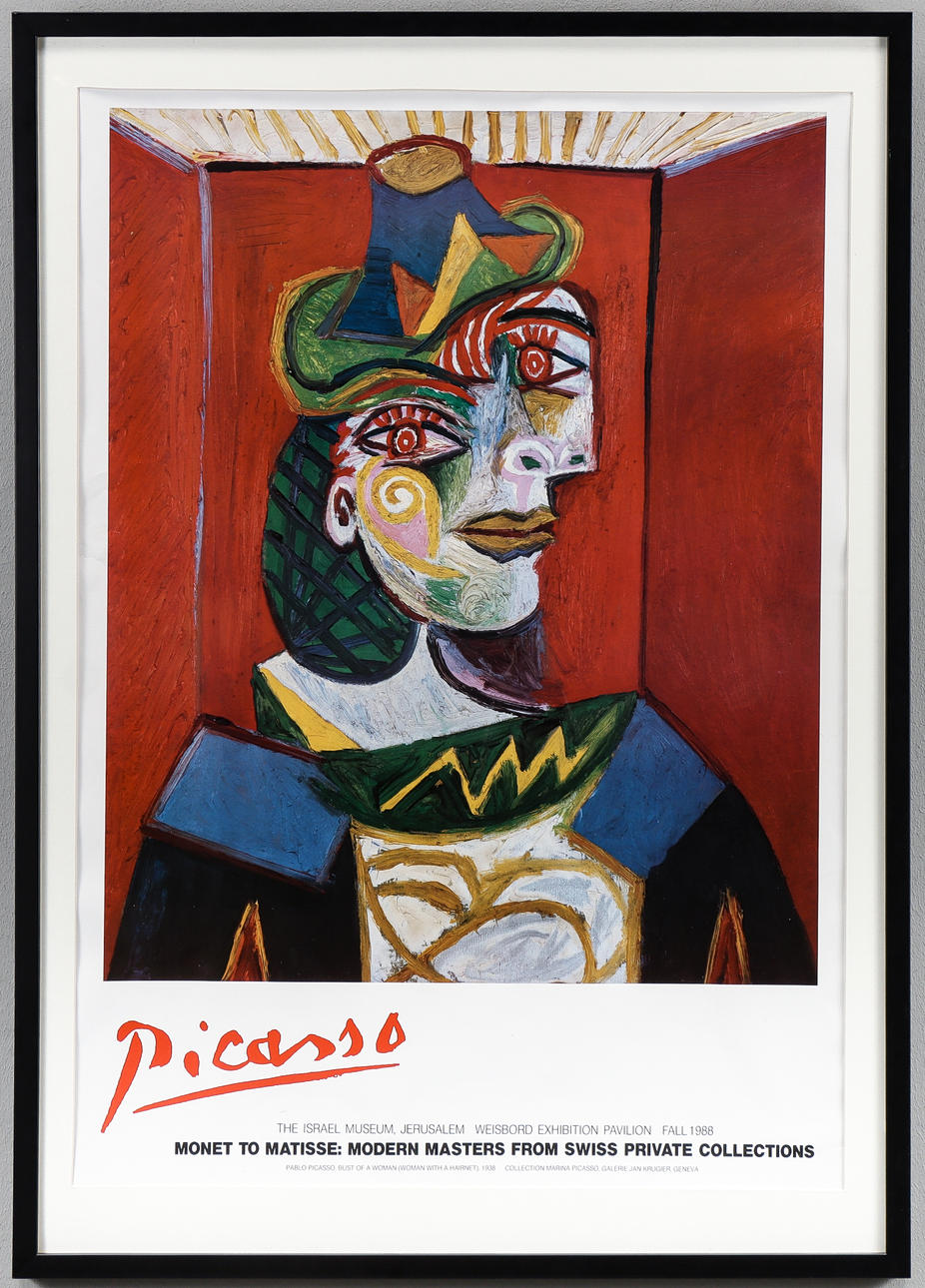 PABLO PICASSO, Exhibition poster “Bust of a Woman (Woman with a Hairnet ...