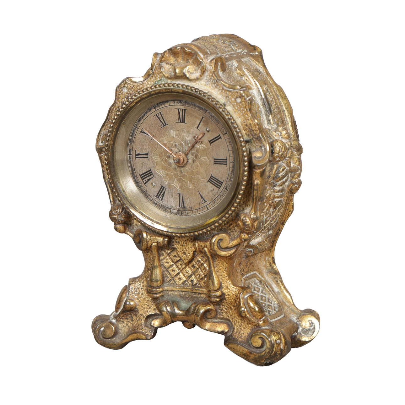 A BRASS CASED DESK CLOCK WITH PAIR CASED POCKET WATCH MOVEMENT BY ...