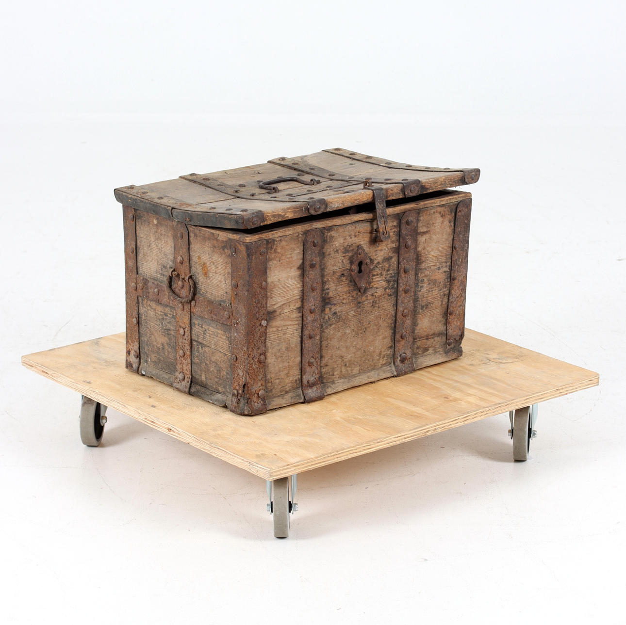 A wooden and wrought iron chest, 17th/19th century. Swedish Folk Art ...