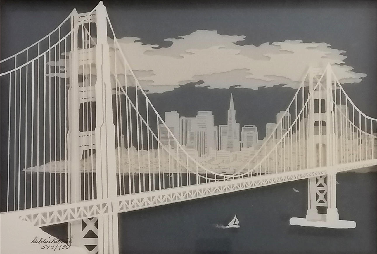 *DEBBIE PATRICK 3-D PICTURE OF GOLDEN GATE BRIDGE. Art - Engravings ...