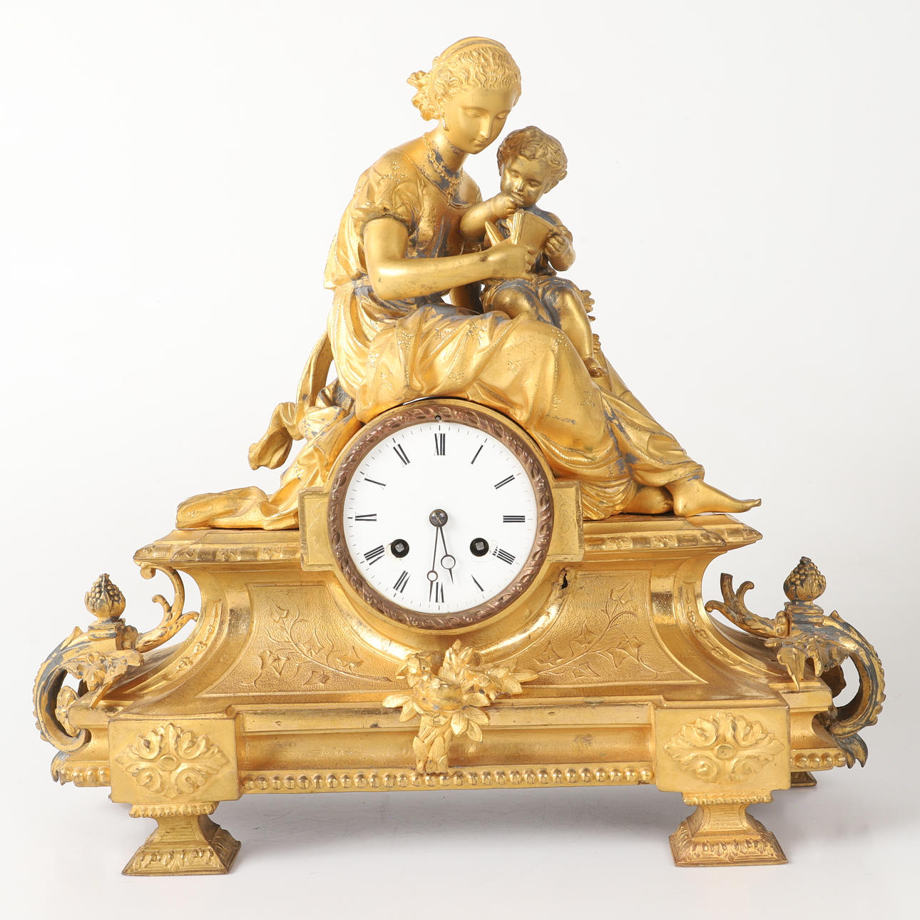 A gilt table clock with figurines, PH Mourey, France, 18th/20th century ...
