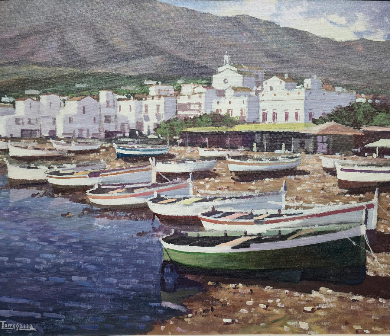 CADAQUES. OIL ON TABLETS. SIGNED BY TORREGASSA. Art - Paintings - Auctionet