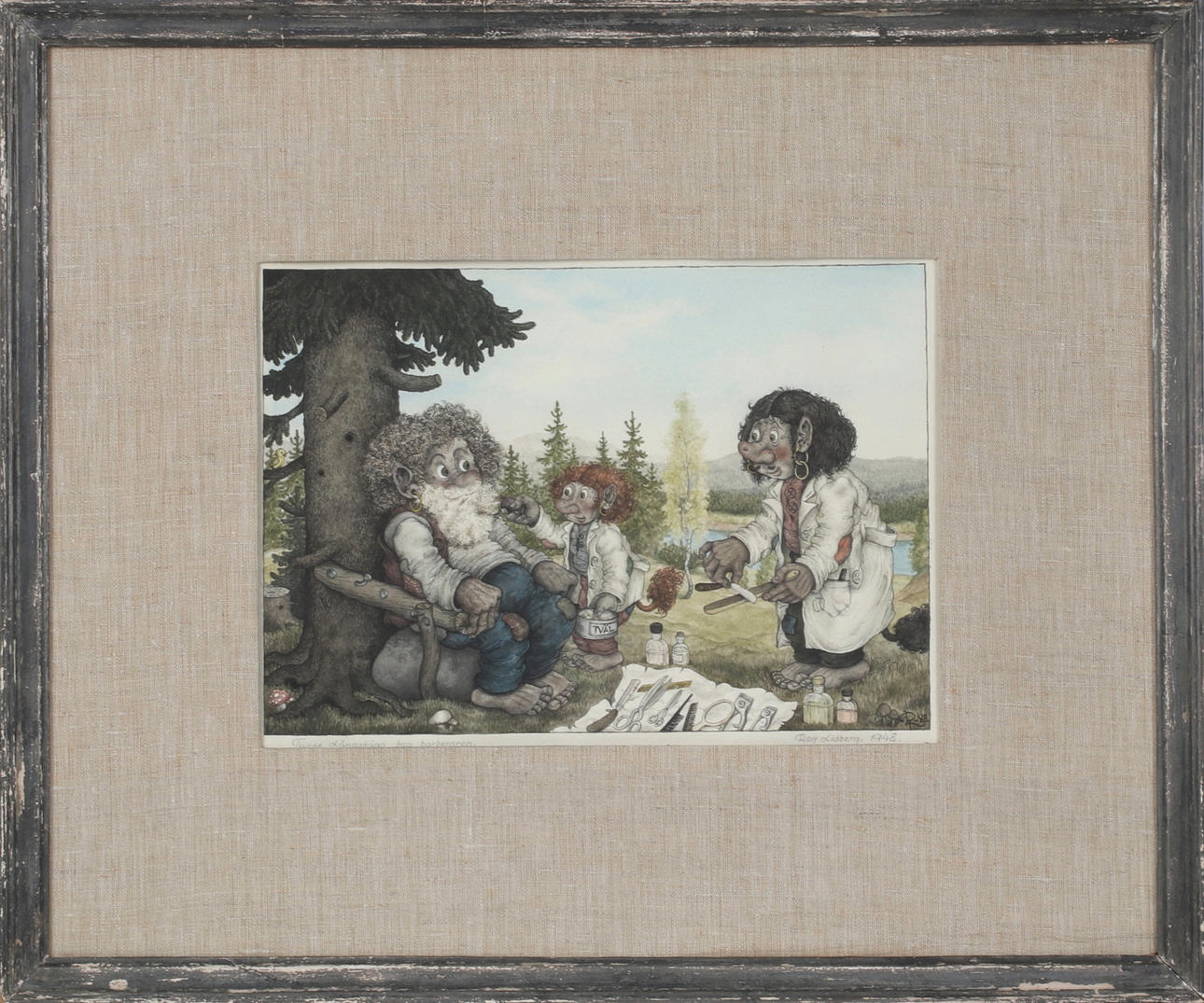 ROLF LIDBERG. “Tusse Long Beard of the Barber”, watercolour on paper ...