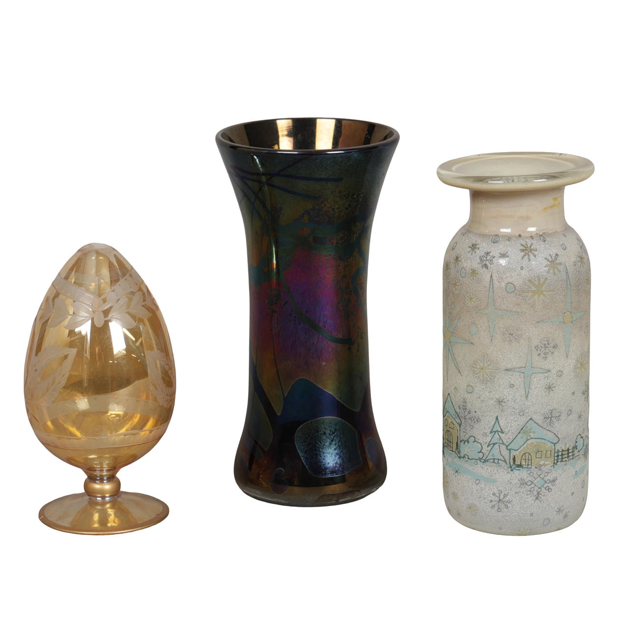 THREE PIECES OF ART GLASS (3). Glass - Art glass - Auctionet
