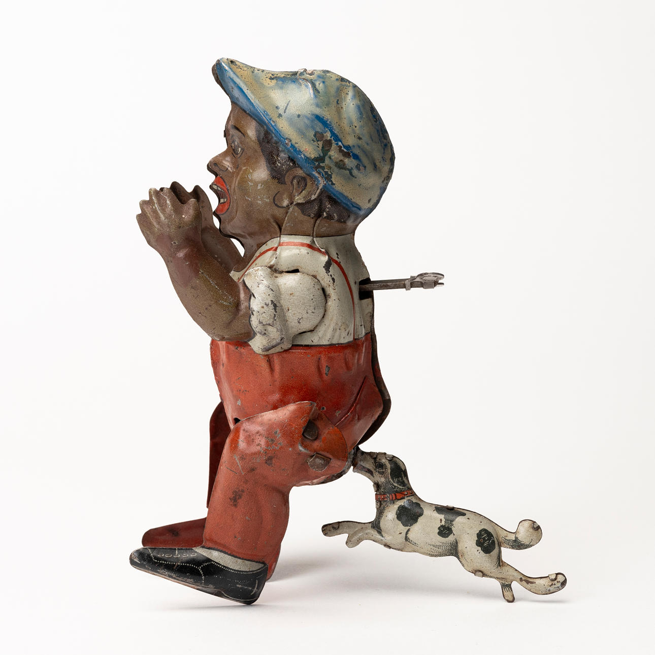GÛNTHERMANN Peter with dog, sheet metal, clockwork, Germany early 20th ...