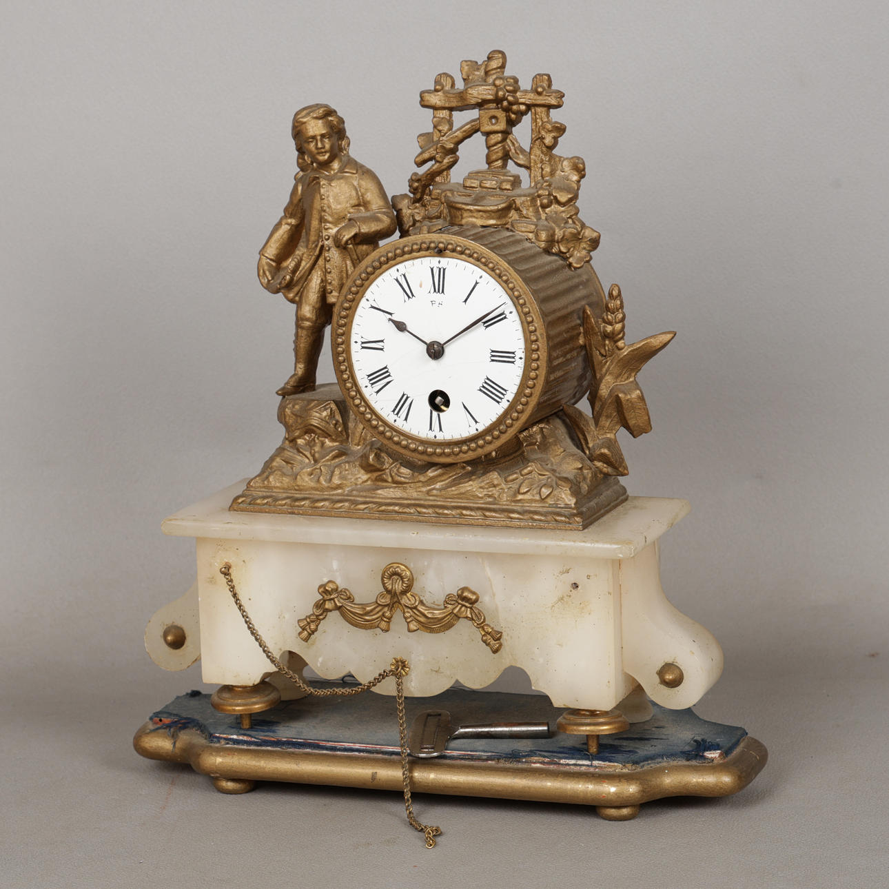 A LATE 19TH CENTURY FRENCH ALABASTER & GILT MANTLE CLOCK. Clocks ...