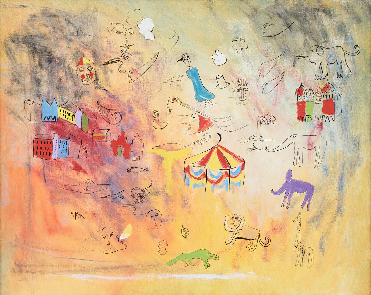 MADELEINE PYK. Cirkus. Konst - Måleri - Auctionet