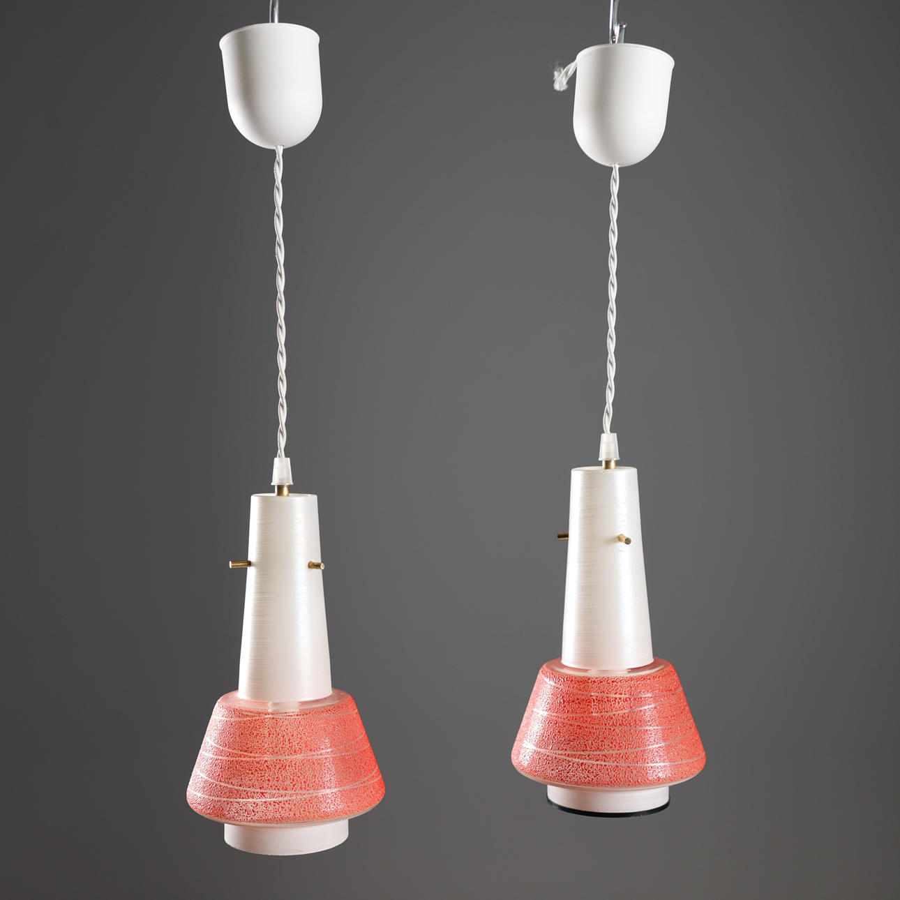 PAIR OF 1950s AUSTRIAN J.T. KALMAR STYLE OPALINE GLASS AND BRASS ...