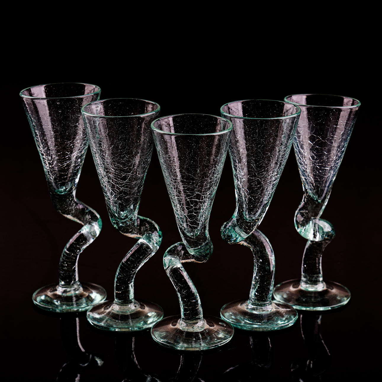 TURE BERGLUND. SNAPSGLAS, 5 st, Stockholms Glasbruk Skansen. Glas ...