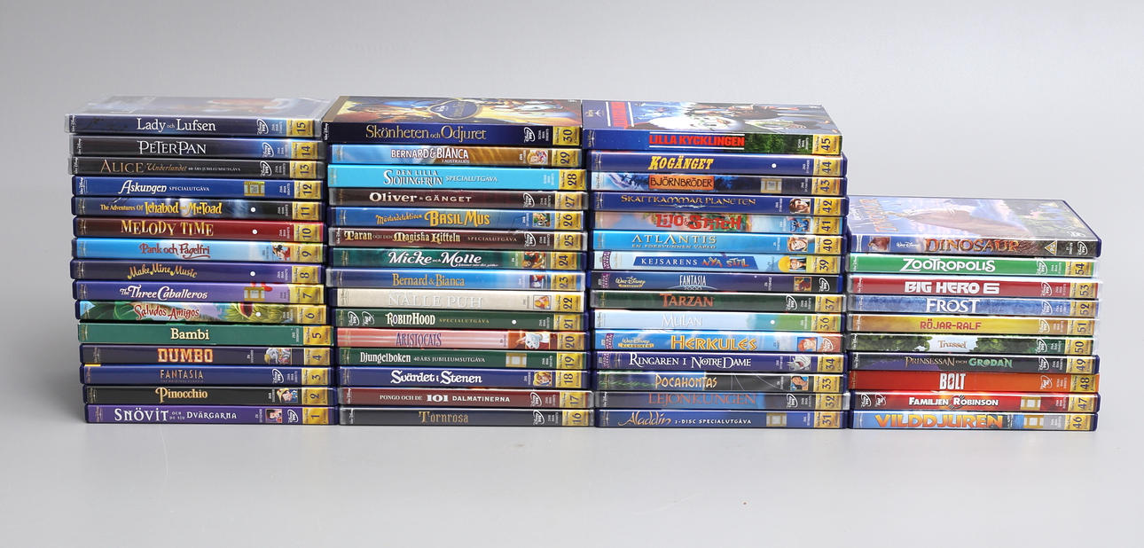 WALT DISNEY KLASSIKER, DVD-filmer, samling med 55 st. Övrigt - Övrigt ...
