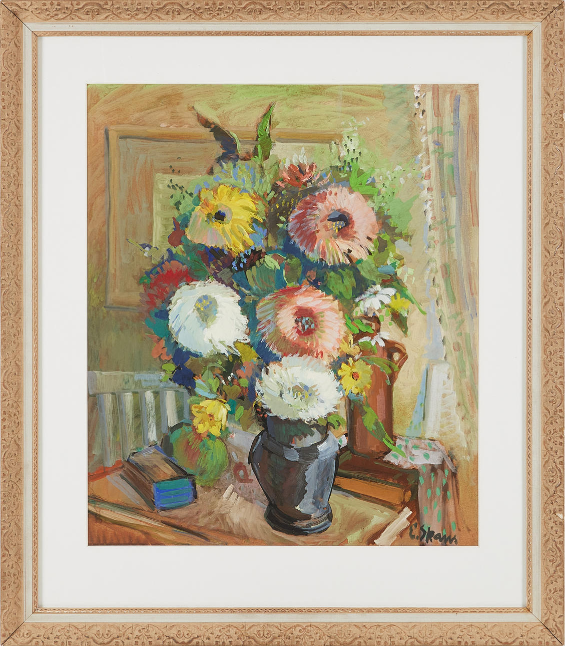 ESKIL SKANS. Floral still life, gouache, signed. Art - Paintings ...